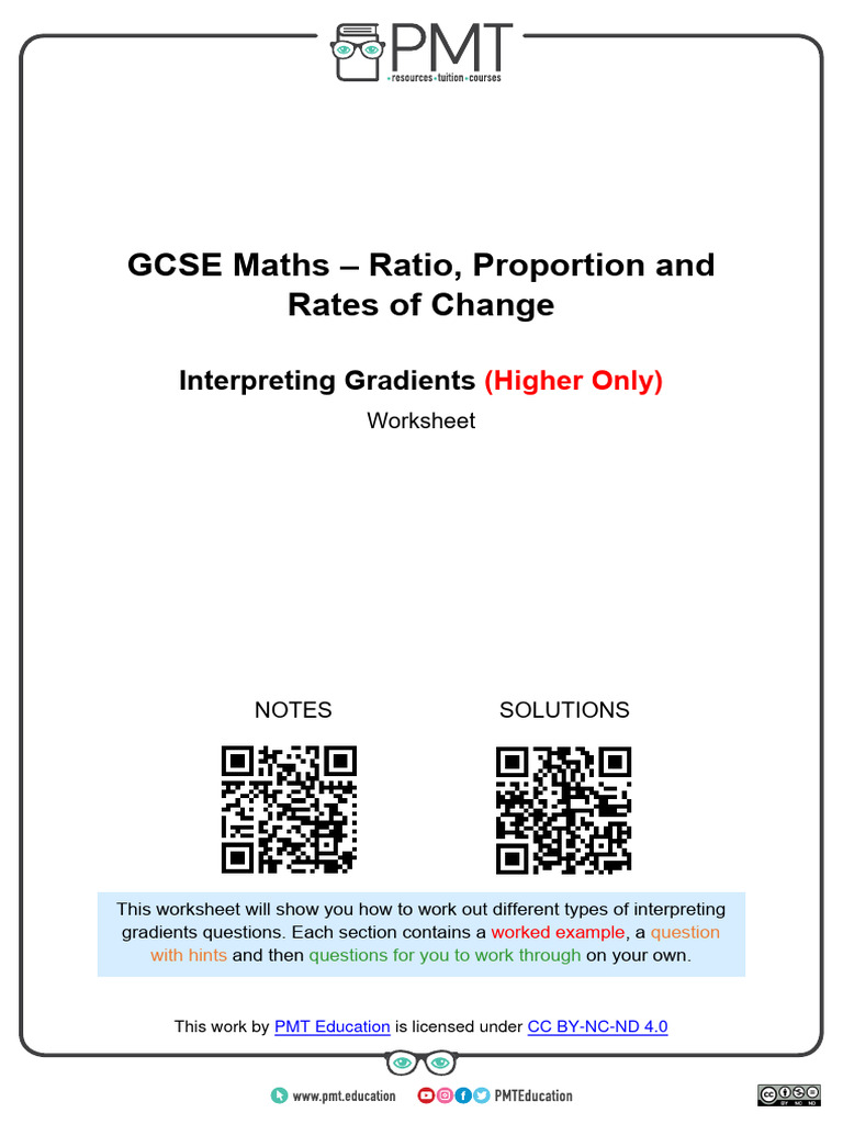 GCSE Maths: Interpreting Gradients Worksheet | PDF | Depreciation ...
