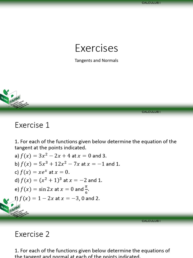 Tangent and Normal Line Exercises | PDF | Computers