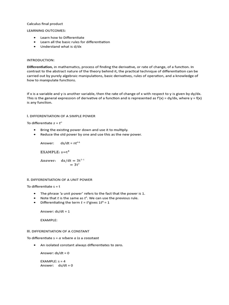 Calculus Final Product | PDF | Derivative | Function (Mathematics)