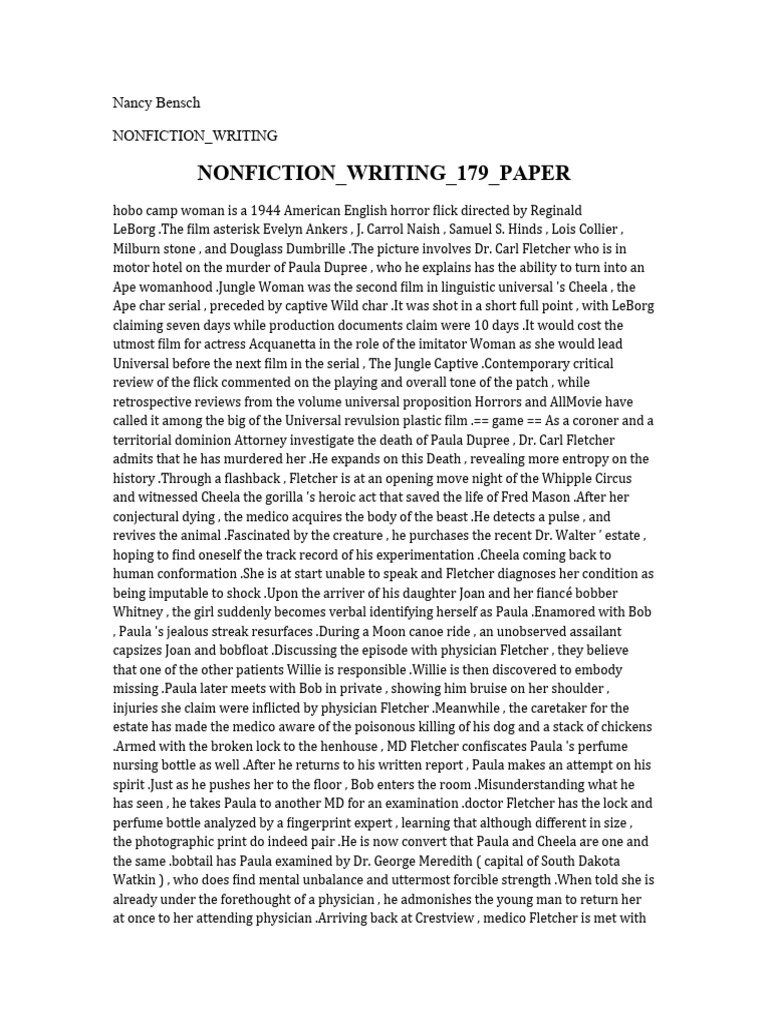 Nonfiction Writing 179 Paper | PDF