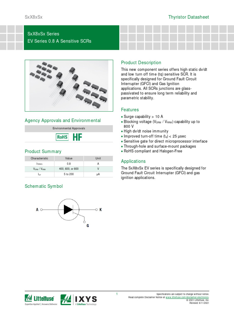 SxX8xSx Thyristor Specifications | PDF | Electrical Equipment | Electric Power