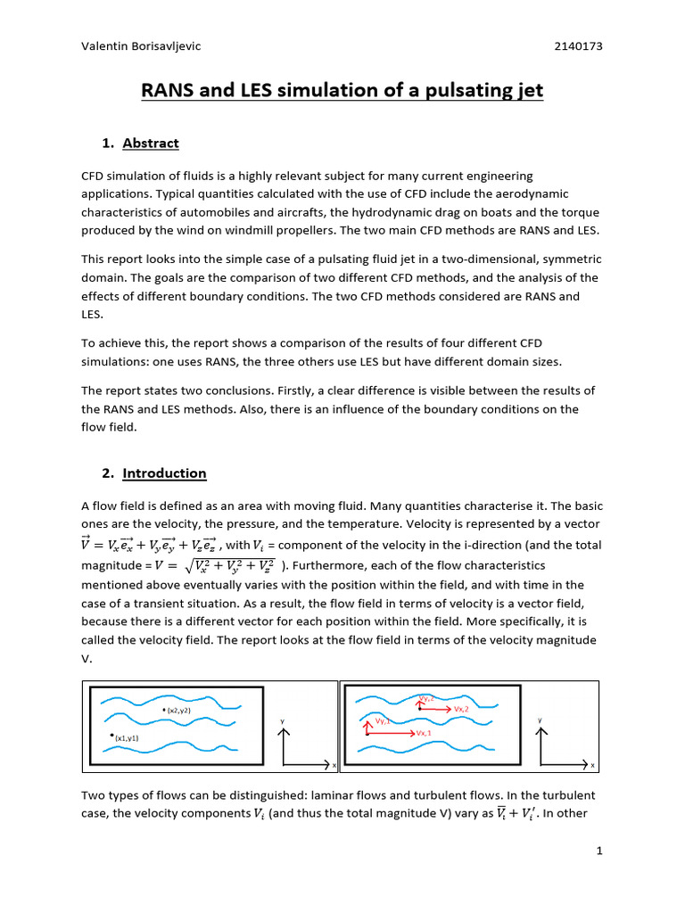 RANS and LES Simulation of A Pulsating Jet | PDF | Computational Fluid Dynamics | Fluid Dynamics