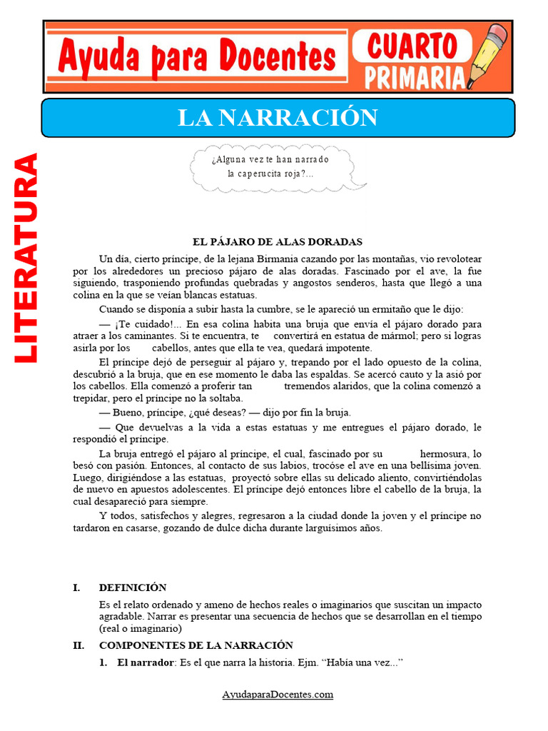 La-Narracion-para-Cuarto-de-Primaria-1 | PDF | Narración