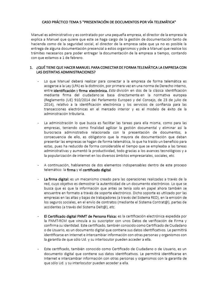 CASO PRÁCTICO TEMA 5 PRESENTACIÓN DE DOCUMENTOS POR VÍA TELEMÁTICA | PDF | Bancos | Factura