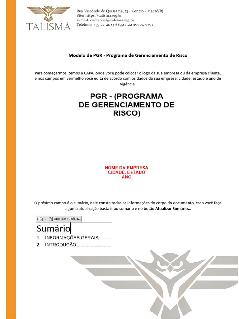 Guia de Como Preencher o Modelo de PGR | PDF | Barulho | Fatores humanos e Ergonomia