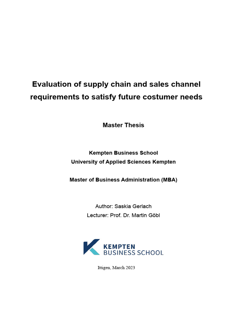 Master thesis | PDF | Consumer Behaviour | Supply Chain