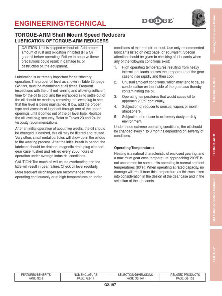 Lubrication Guidelines for Torque-Arm Reducers | PDF | Lubricant | Gear