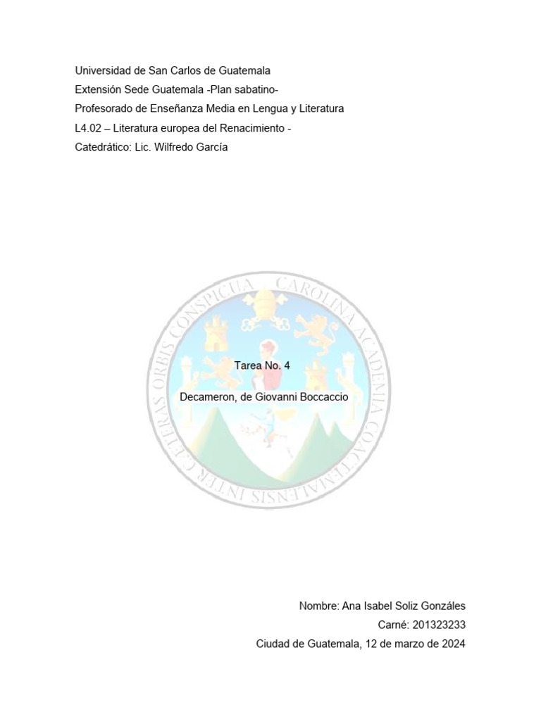 El Decameron | PDF | Giovanni Boccaccio | El decameron