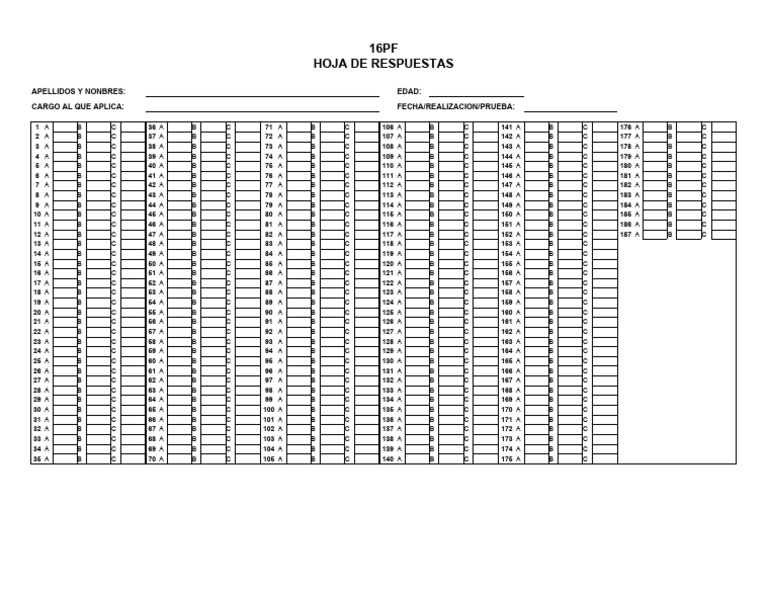 Hoja de Respuestas 16 PF 2021 | PDF