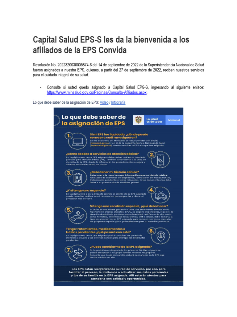 Bienvenida a Capital Salud EPS-S para Afiliados | PDF | Especialidades ...