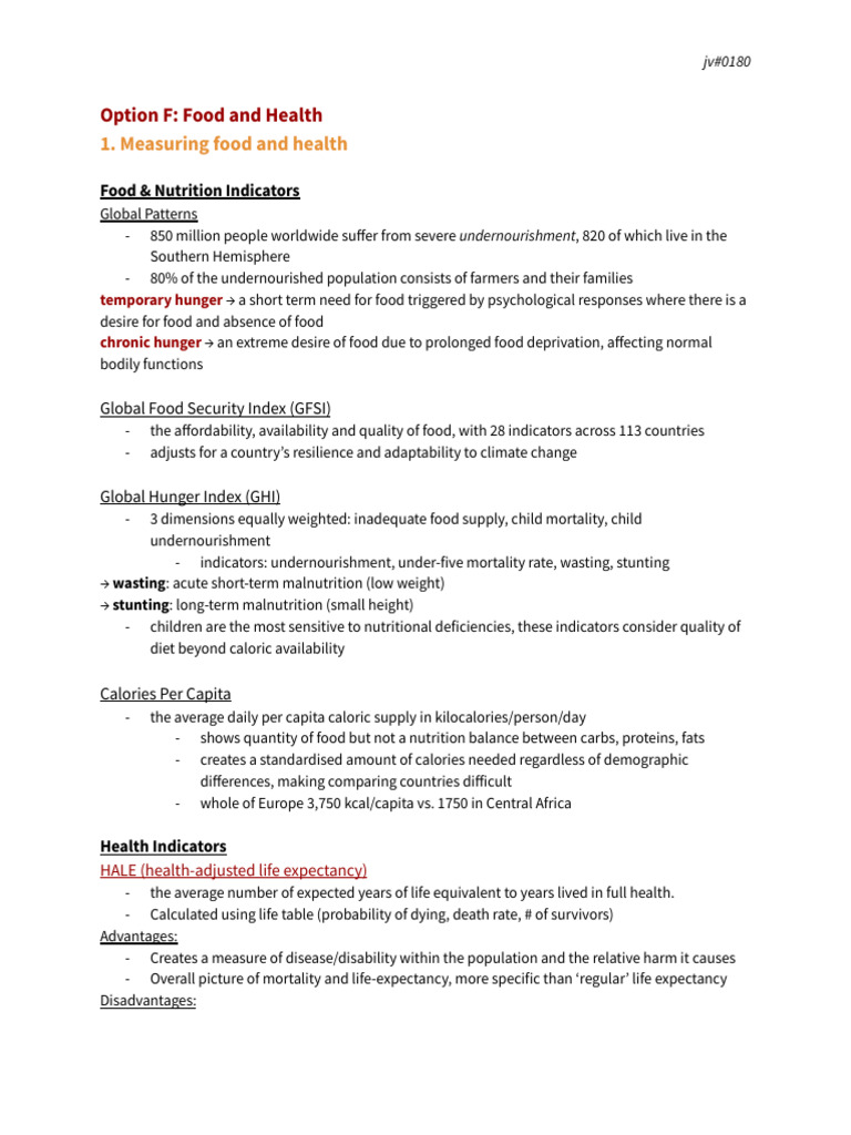 Global Food and Health Indicators | PDF | Agriculture | Malnutrition