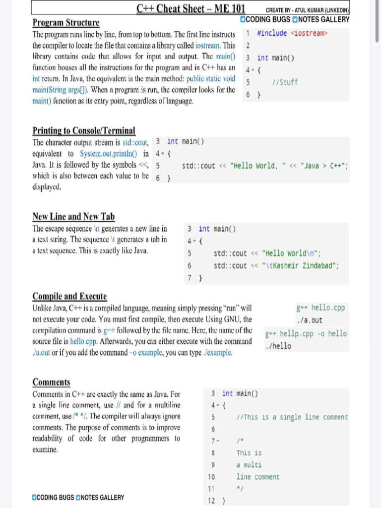 C++ Cheatsheet | PDF
