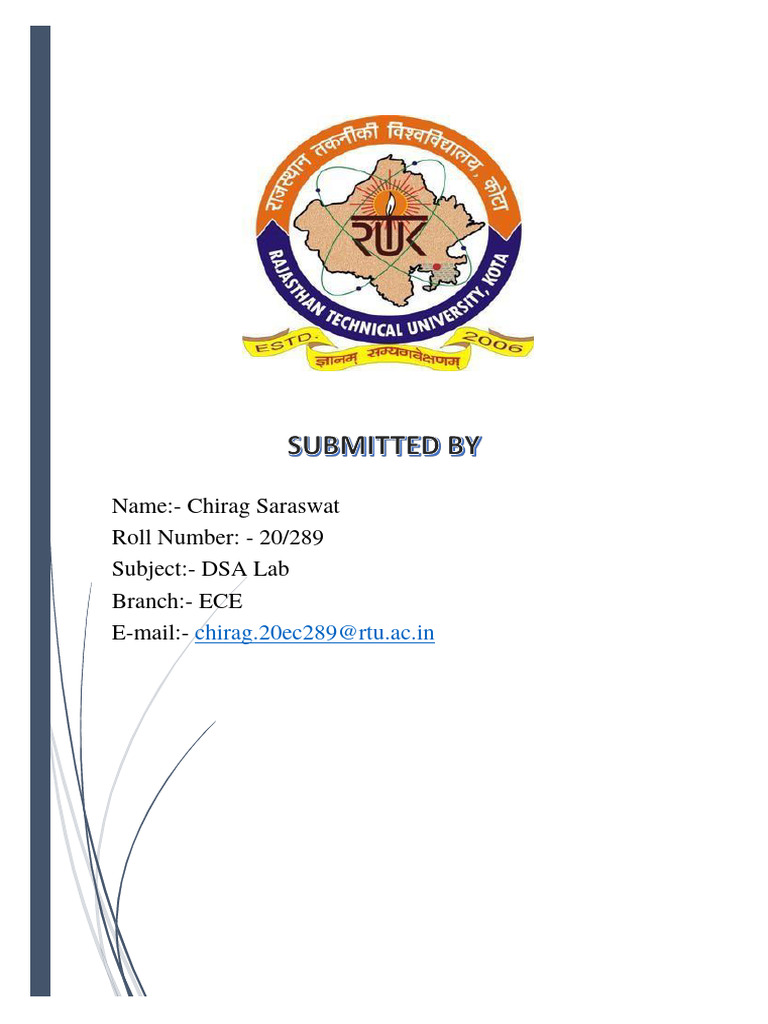 Chirag Saraswat 289 (DSA Lab) | PDF | Queue (Abstract Data Type) | Pointer (Computer Programming)