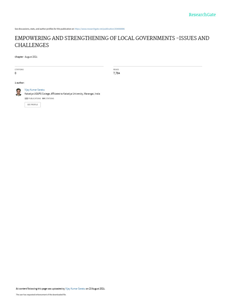 Empowering and Strengthening of Local Governments - Issues and ...