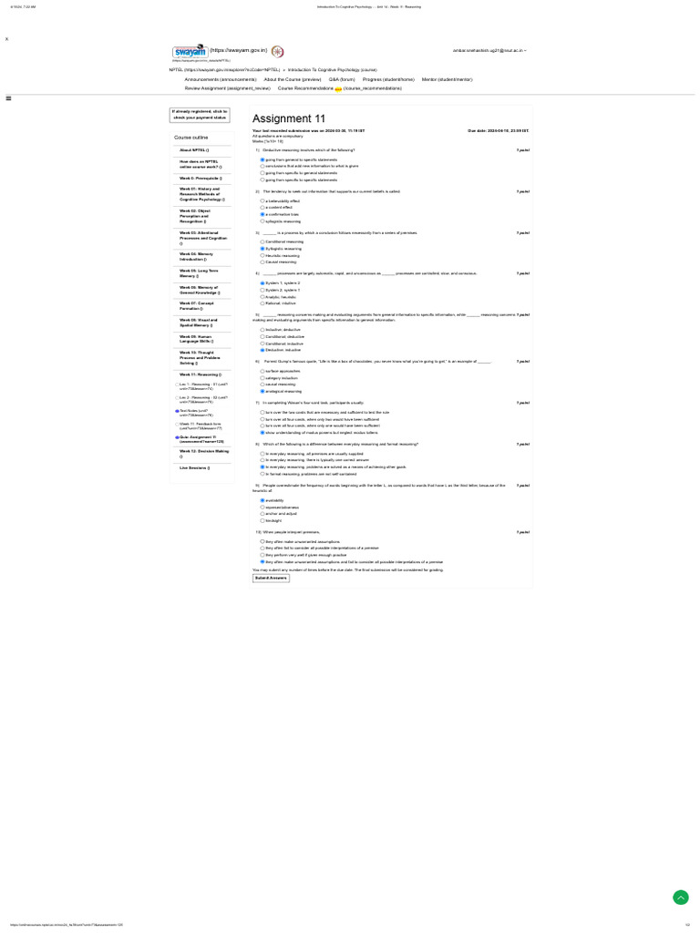 Introduction To Cognitive Psychology - Unit 14 - Week 11 - Reasoning | PDF | Deductive Reasoning ...