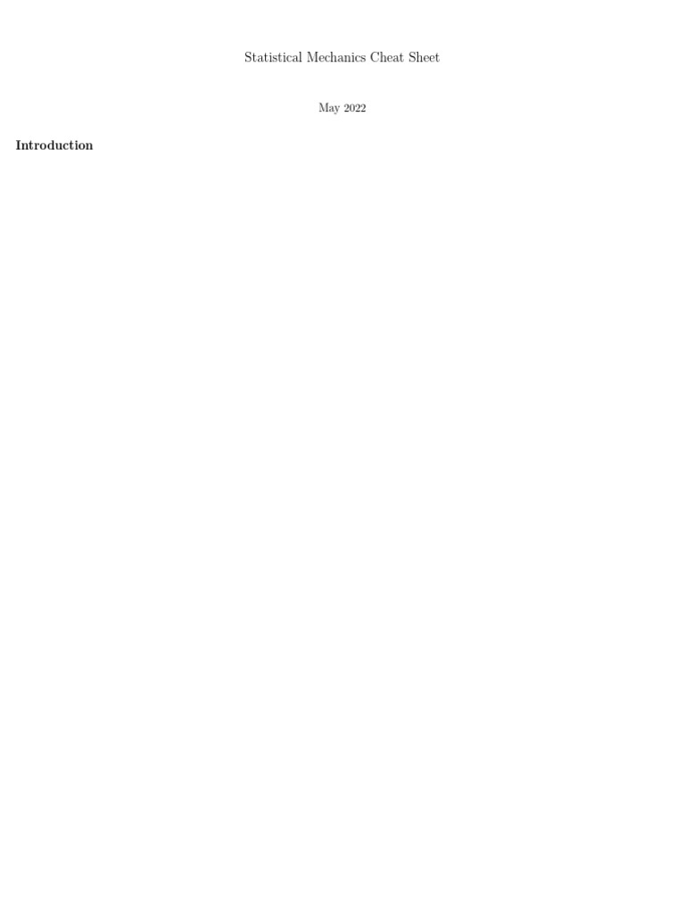 Statistical Mechanics Cheat Sheet | PDF | Thermodynamic Equilibrium ...