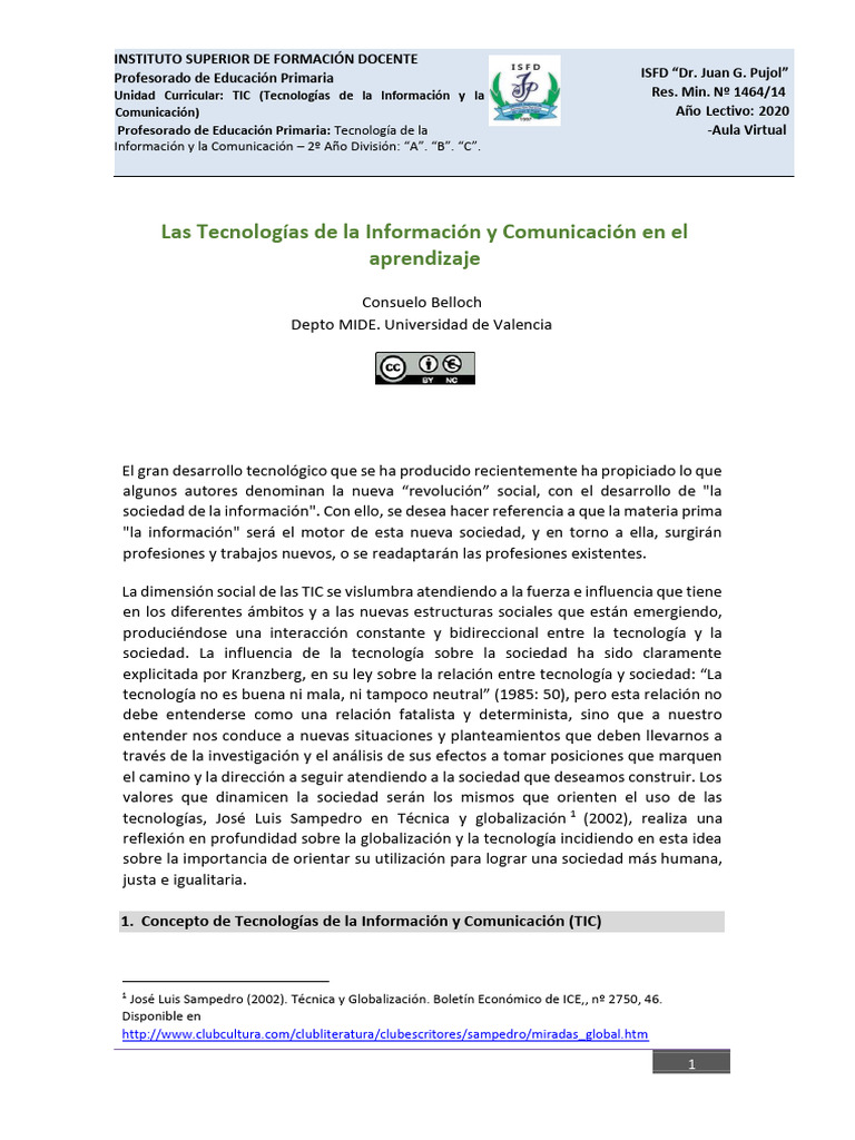 Tecnologia de La Informacion y La Comunicacion - Prof. Primario PDF | PDF | Tecnología de ...