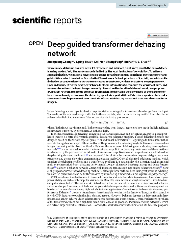 Deep_guided_transformer_dehazing_network | PDF | Computer Vision | Deep Learning