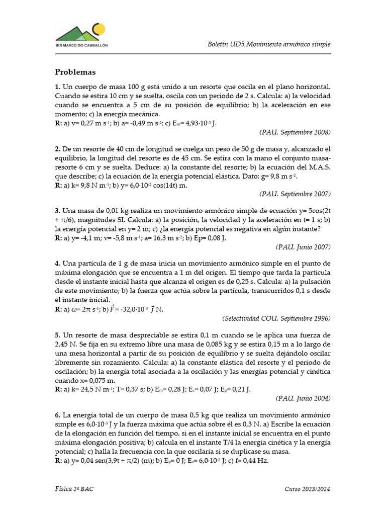 Boletín UD5 | PDF | Oscilación | Naturaleza