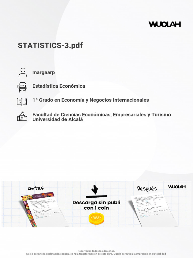Wuolah Free STATISTICS 3 | PDF | Skewness | Statistical Dispersion