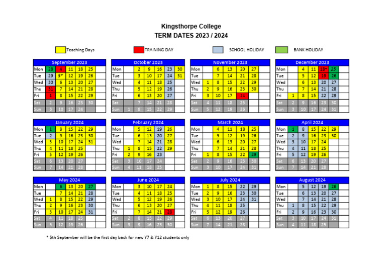 Kingsthorpe College Term Dates 2023 2024 | PDF