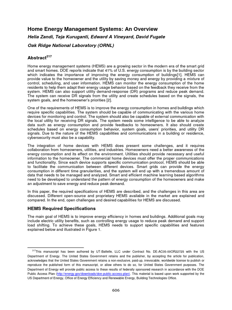 Home Energy Management Systems: An Overview | PDF | Energy Conservation ...