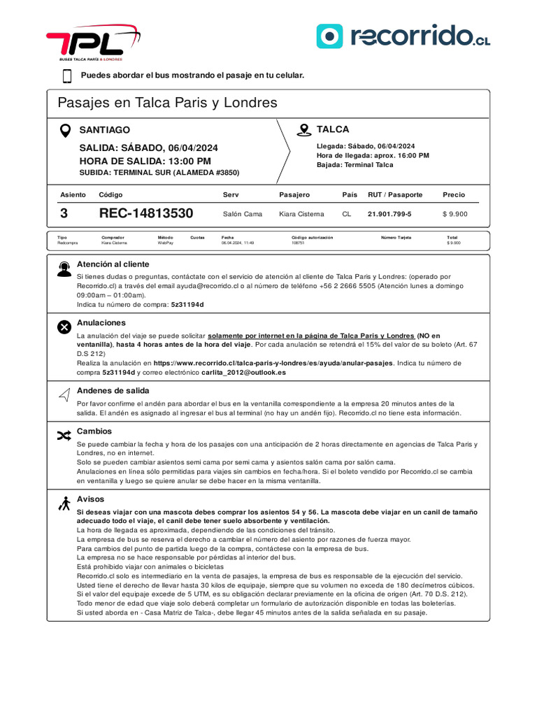 Pasaje recorrido 5z31194d | PDF