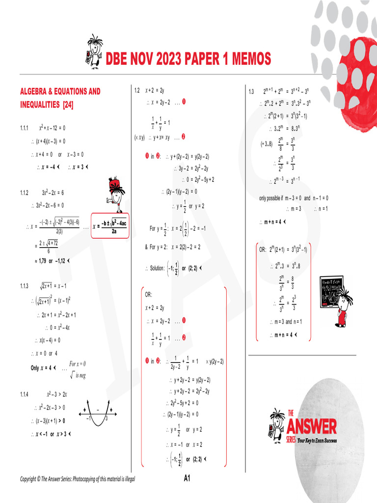 GR 12 Maths Nat Nov 2023 Paper 1 Memo | PDF | Mathematical Concepts ...