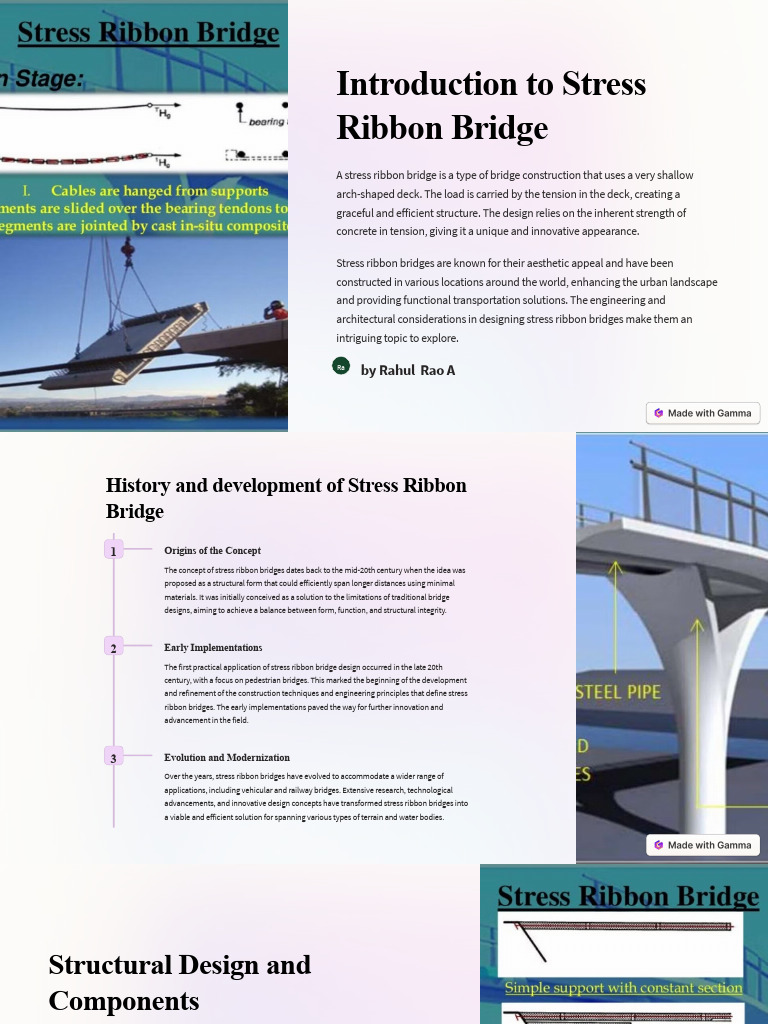 Introduction to Stress Ribbon Bridge | PDF | Concrete | Bridge