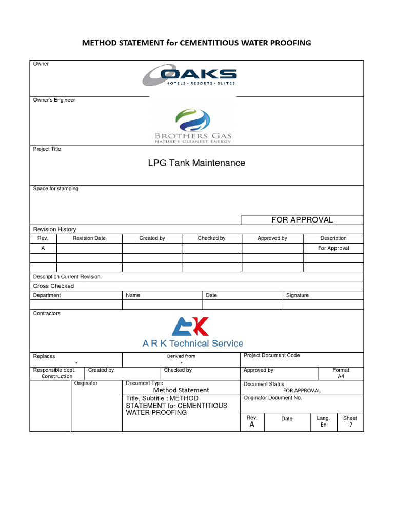 Method Statement Waterproofing | PDF | Water | Coating