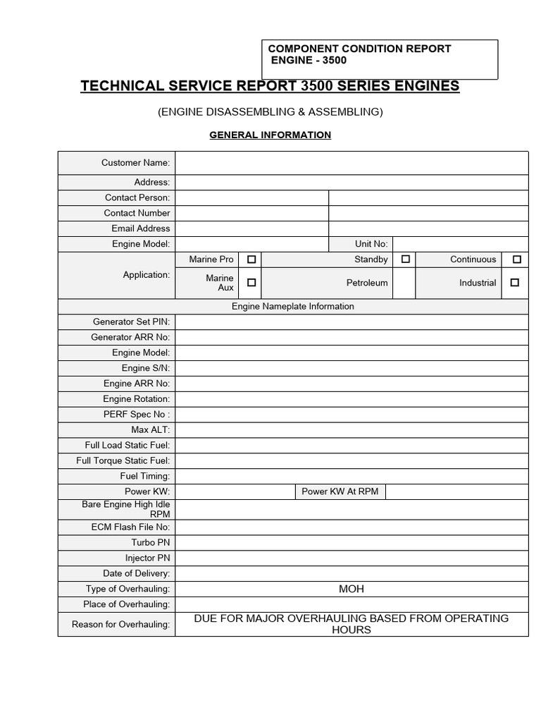 3500 Technical Service Report-ToH2 | PDF | Turbocharger | Machines
