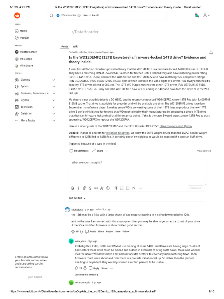 Is The WD120EMFZ (12TB Easystore) A Firmware-Locked 14TB Drive - Evidence and Theory Inside ...