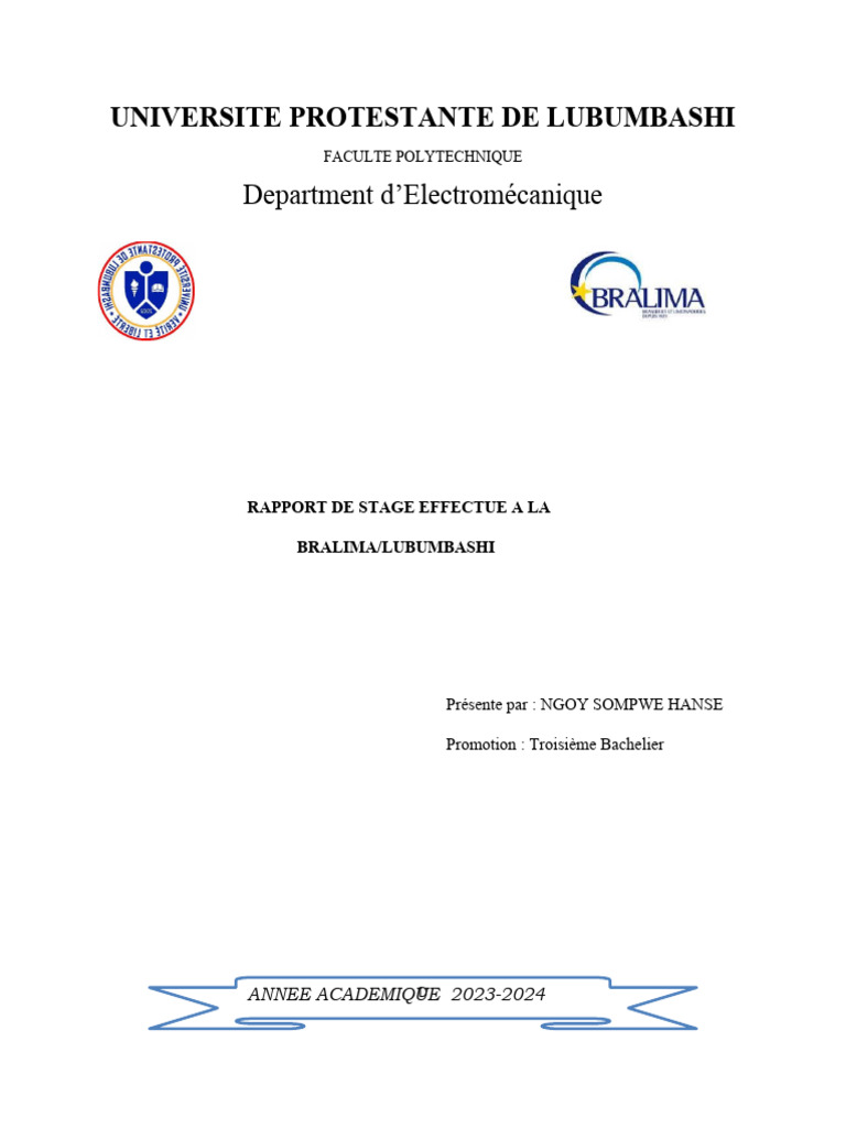 Rapport de Stage à Bralima Lubumbashi | PDF | Soupape | Sécurité