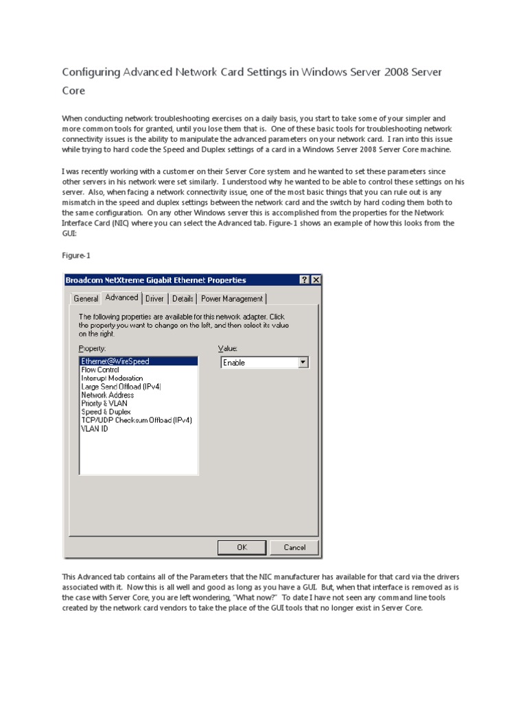 Configuring Advanced Network Card Settings in Windows Server 2008 ...