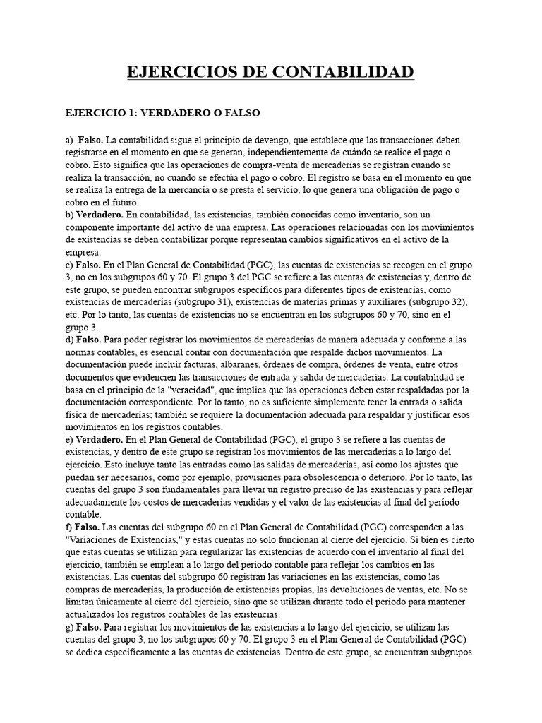 Ejercicios de Contabilidad | PDF | Contabilidad | Economias
