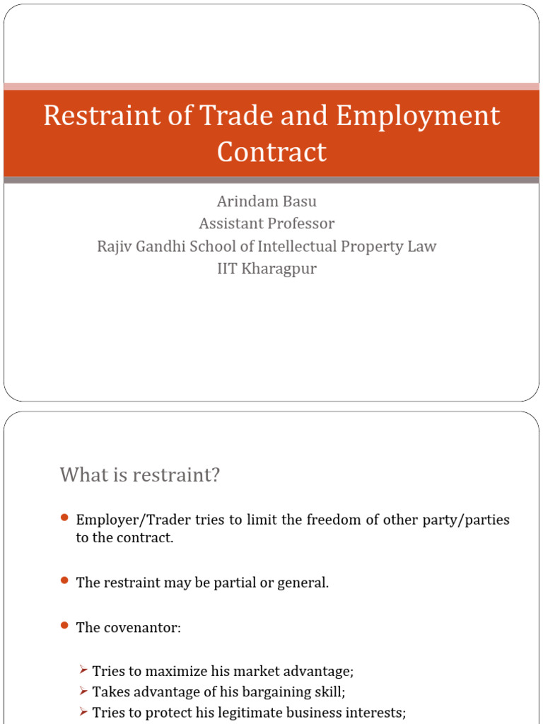 Restraint of Trade and Employment Contract | PDF | Restraint Of Trade ...