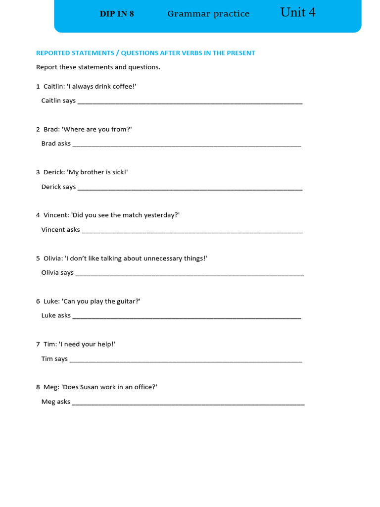 DIP IN 8 Grammar Practice 04 | Download Free PDF | Linguistics | Grammar