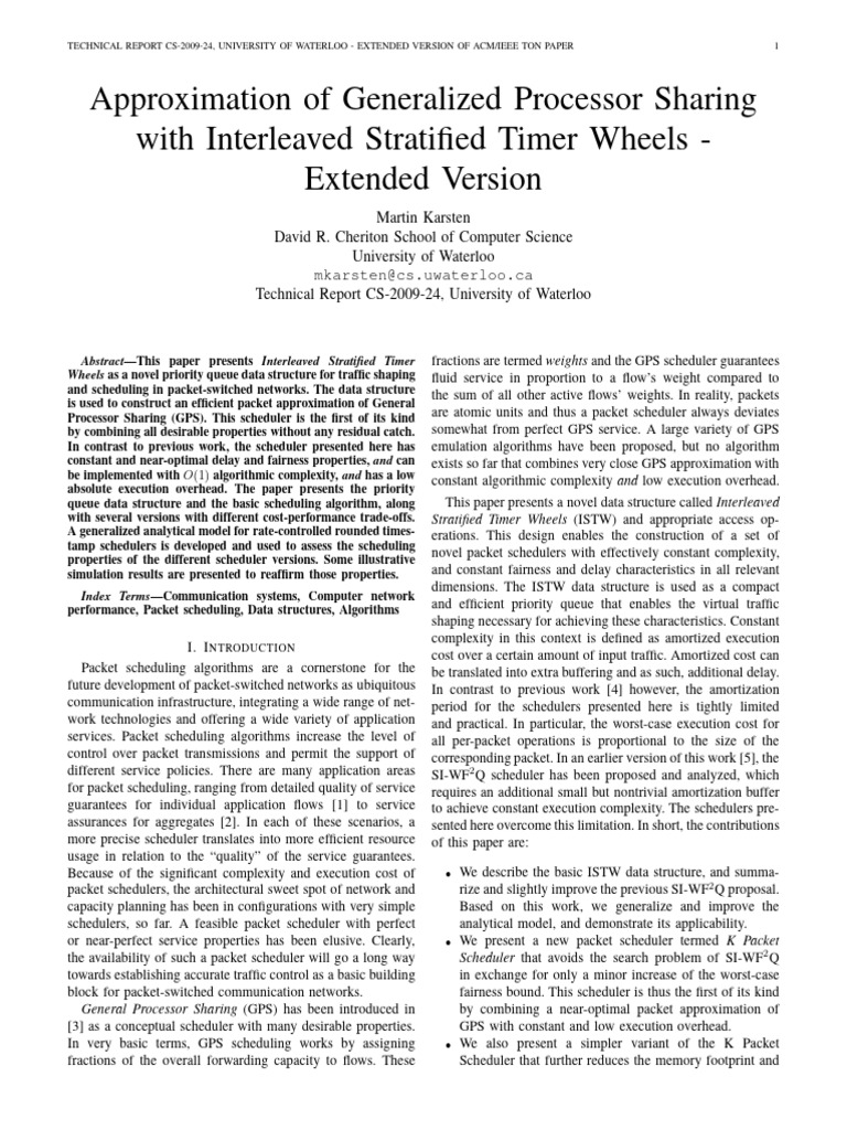Approximation of Generalized Processor Sharing With Interleaved Stratified Timer Wheels ...