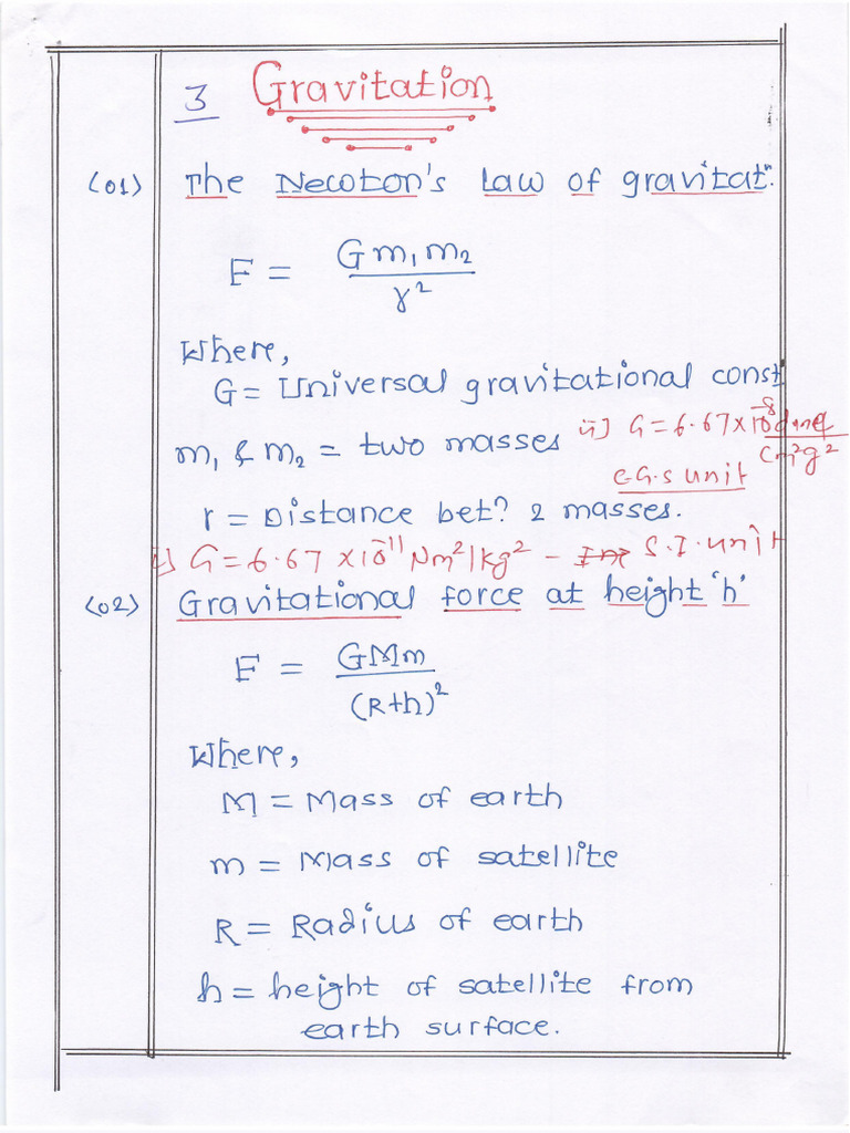 Gravitation Concept Notes | PDF