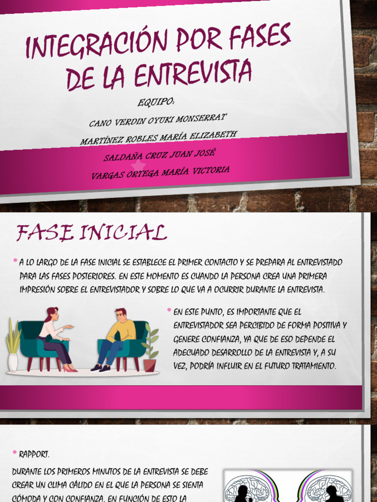 Integración Por Fases de La Entrevista Info | PDF | Hipótesis | Sicología