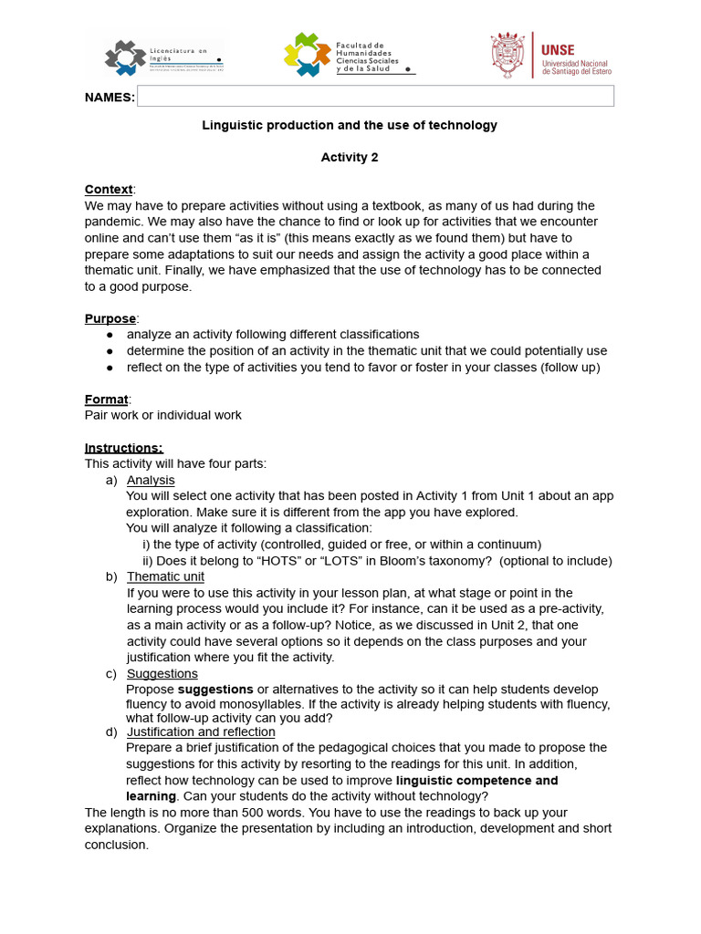 Analyzing Technology-Enhanced Activities | PDF | Critical Thinking ...