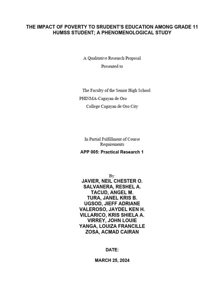 App05 - G05 - Fa1 G11 07 Humss | PDF | Survey Methodology | Poverty