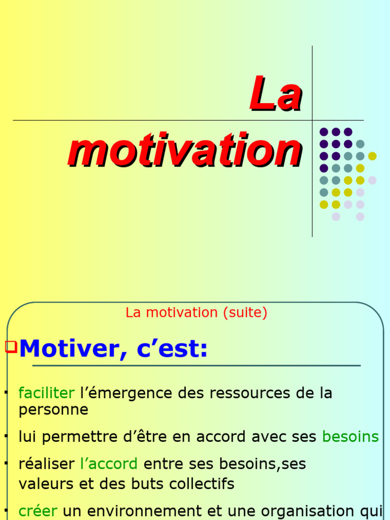 Comprendre la motivation au travail | PDF | Motivation | Motivant