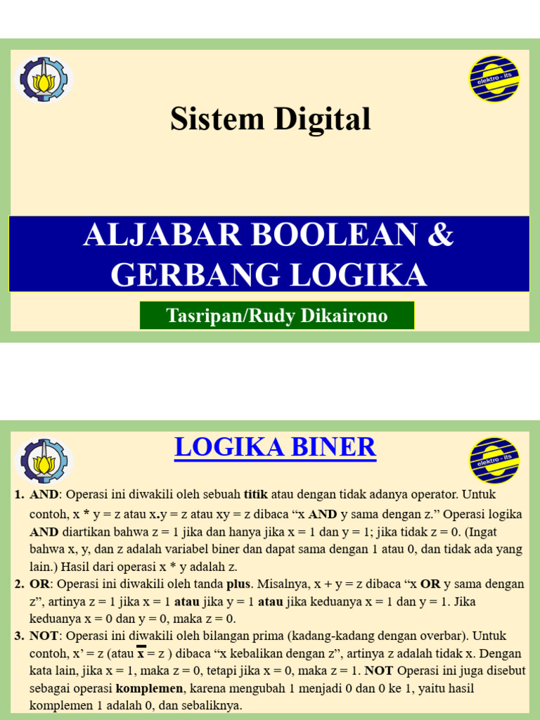 2 Aljabar Boolean - Gerbang Logika | PDF