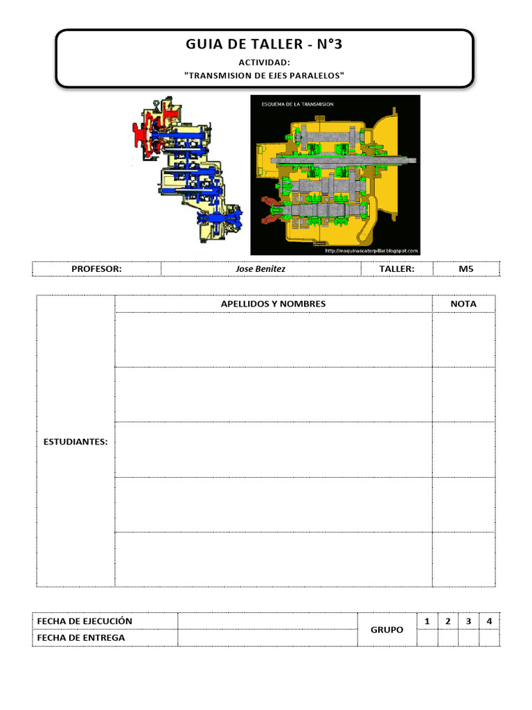 Guía de Taller #3 Transmision de Ejes Paralelos | PDF | Bienes manufacturados | Ingeniería mecánica