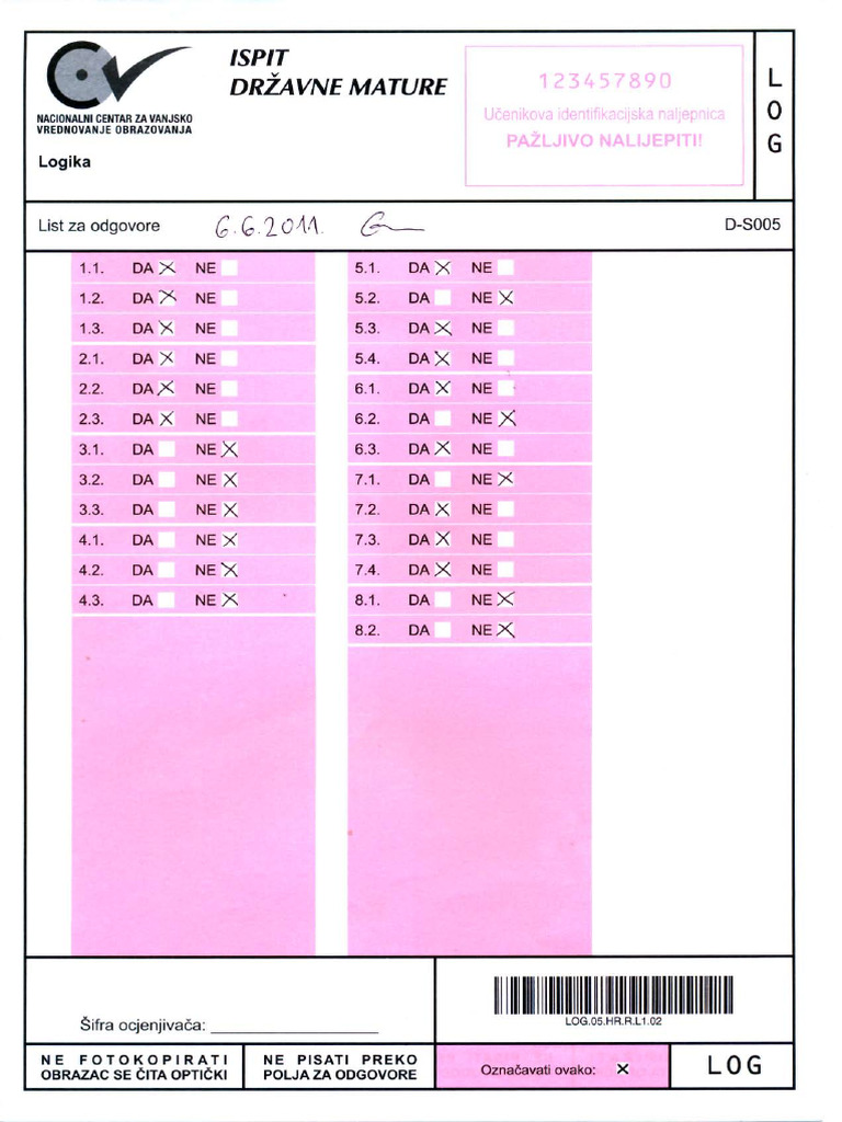 LOG List Za Odgovore Ispunjeni | PDF