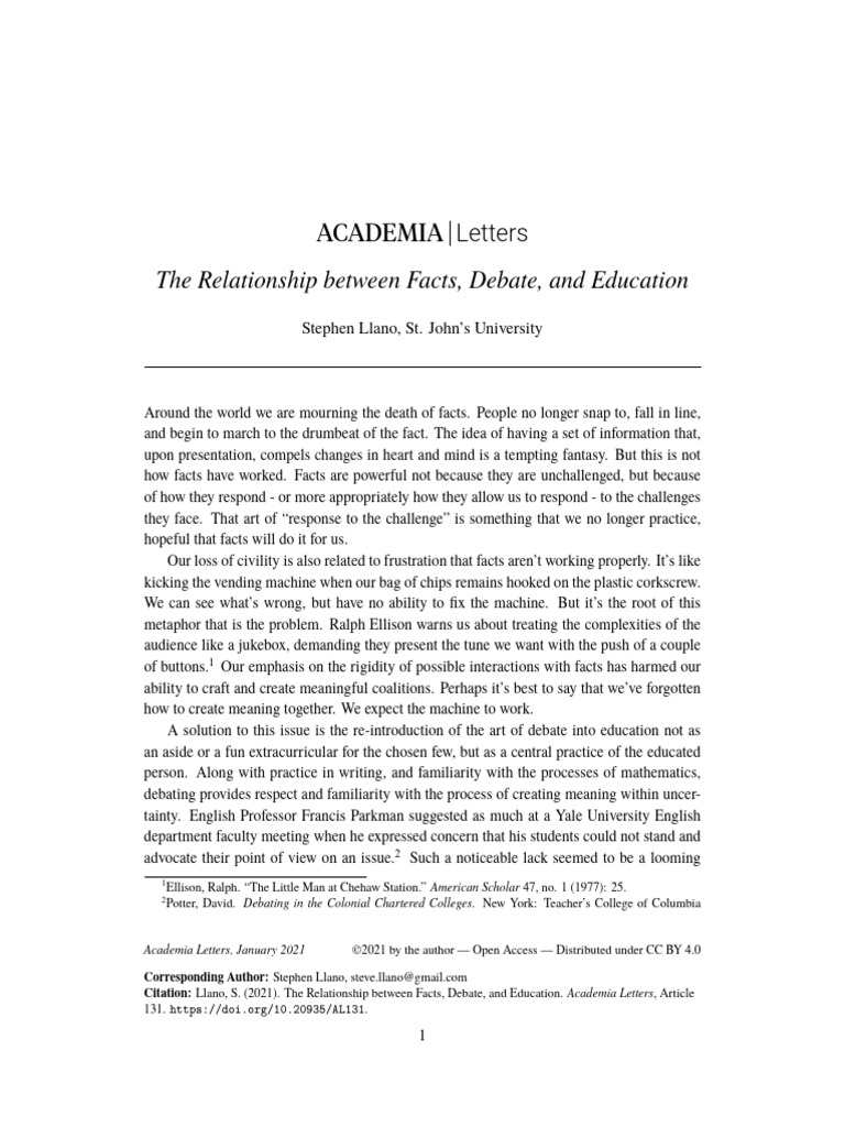 The Relationship Between Facts Debate An | PDF | Richard Rorty ...