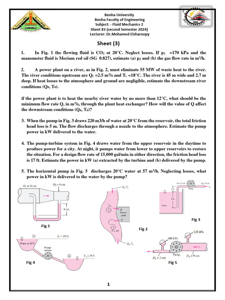Sheet 3 | PDF | Pump | Dynamics (Mechanics)