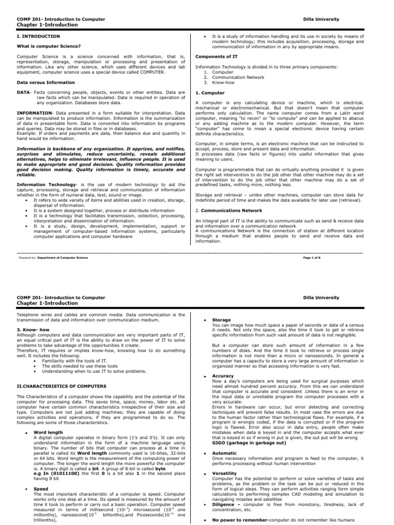 Chapter I - Introduction | PDF | Computer Data Storage | Information