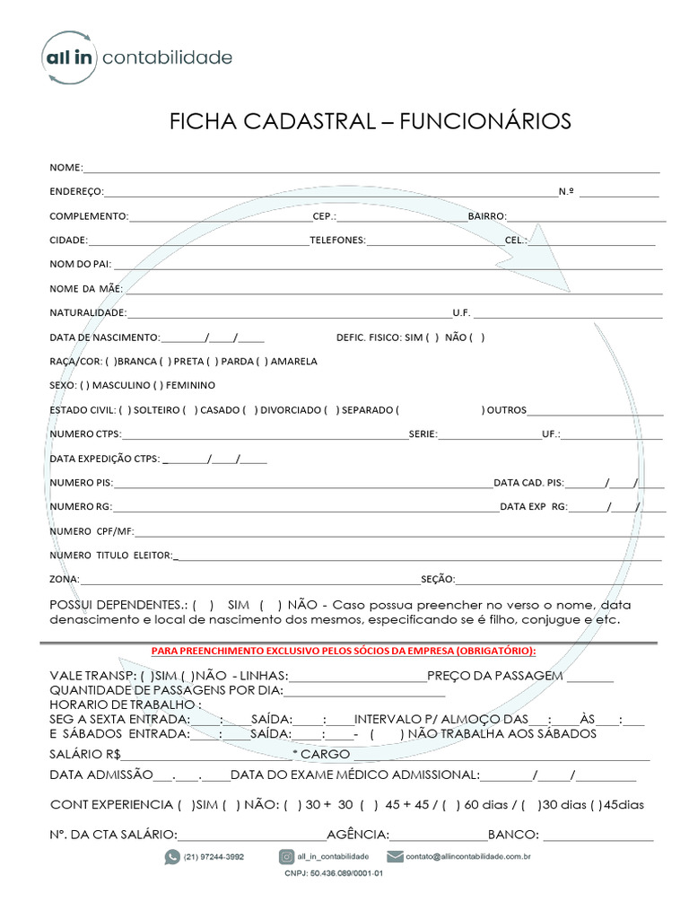 Ficha Cadastral – Funcionários (1) | PDF